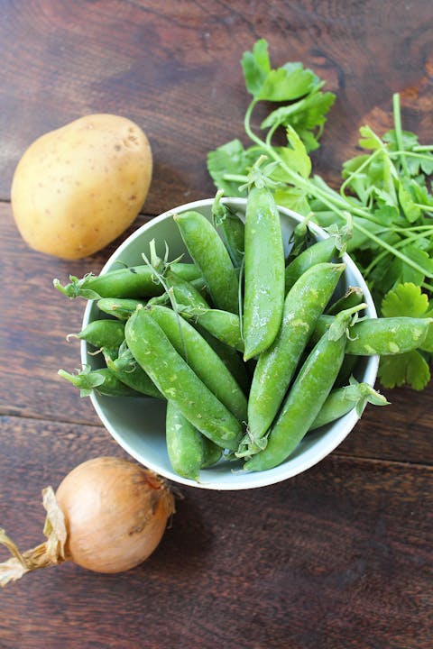 Pea Pod Soup with Potato and Mint