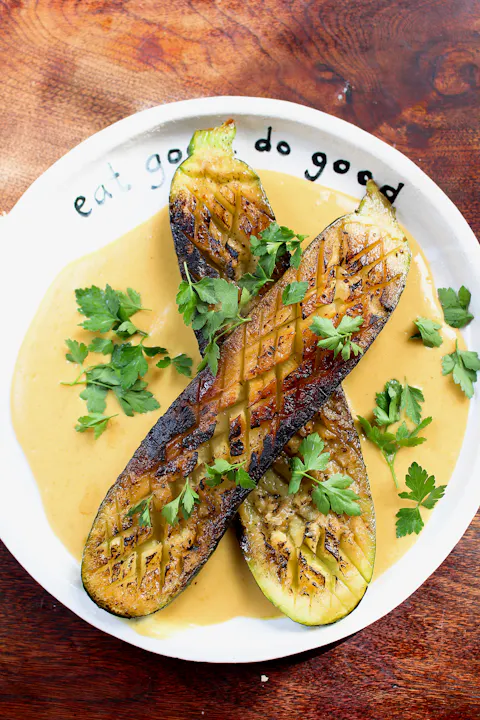 Grilled Courgettes with White Bean Puree