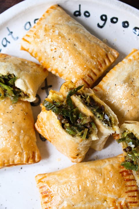 Curried Spring Greens & Lentil Hand pies