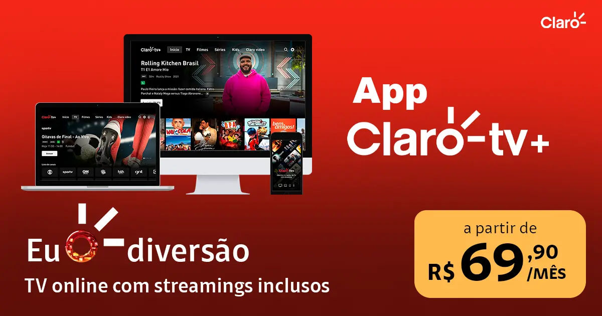 Claro TV+ App: 0800 191 4141 | + 100 canais só R$57,90