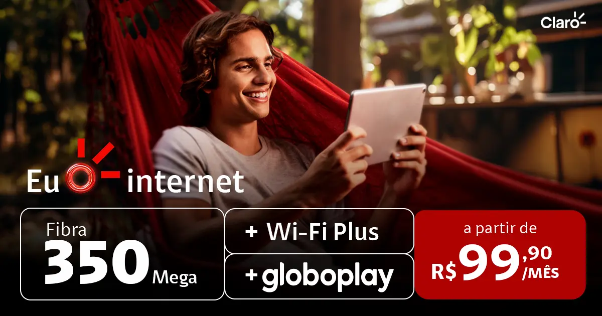 Claro Internet 350 Mega: 0800 192 4141 | Por R$79,90