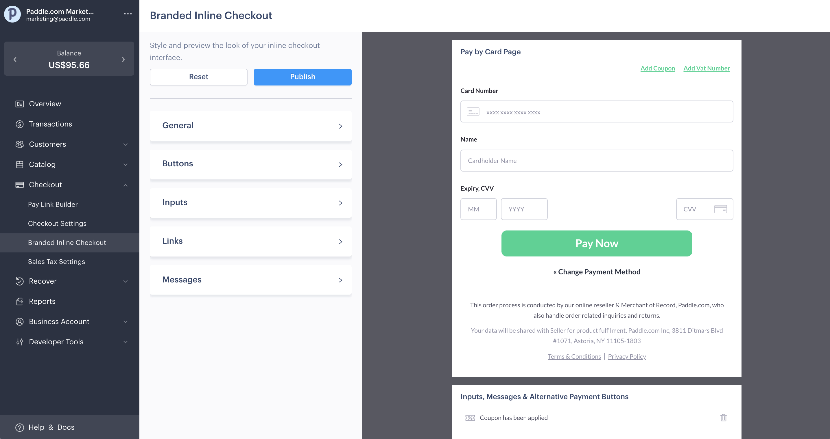 Branded Inline Checkout: Design flexibility for the Paddle Checkout