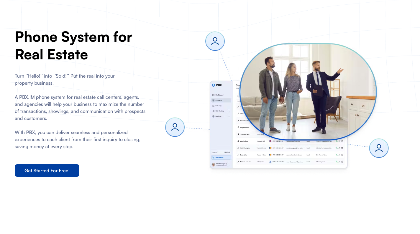 Phone System for Real Estate Call Center, Agents & Agencies | PBX.IM