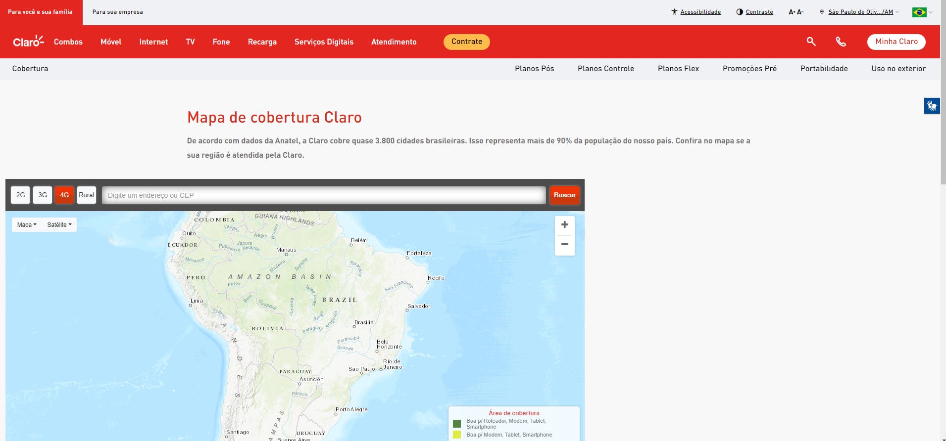 Cobertura Claro | 0800 336 2121 | Confira cobertura na sua região