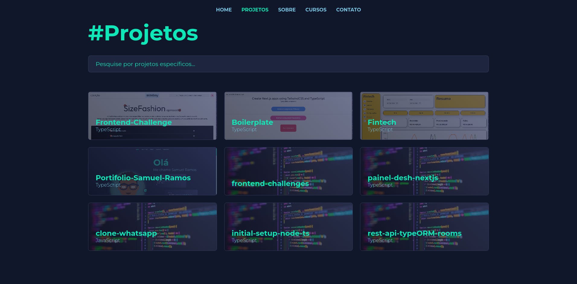 Projetos | Portifólio Samuel Ramos - Full-Stack Developer