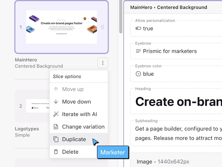 Page Builder: Marketing Tool for Creating Pages with Prismic