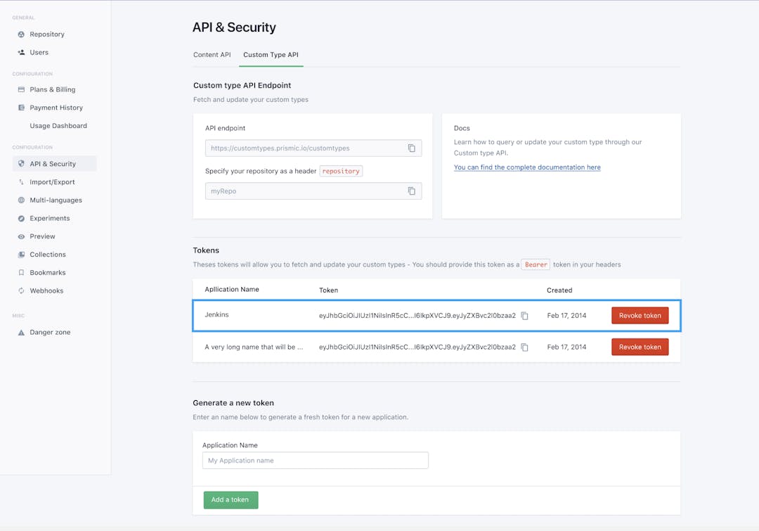 Types API Technical Reference - Documentation - Prismic
