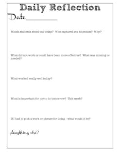 An example of a daily reflection journal.