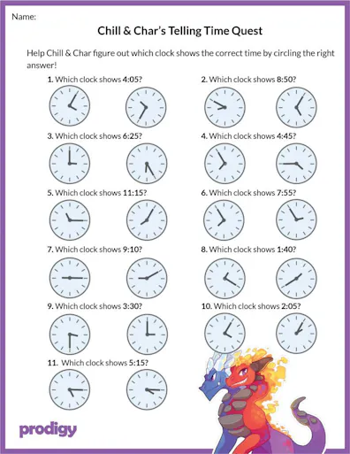 Telling time worksheets: 20 effective practice materials | Prodigy Math ...