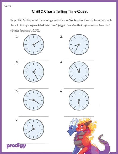 Telling time worksheets grade 2