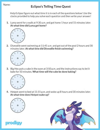 Telling time worksheets: 20 effective practice materials | Prodigy Math ...