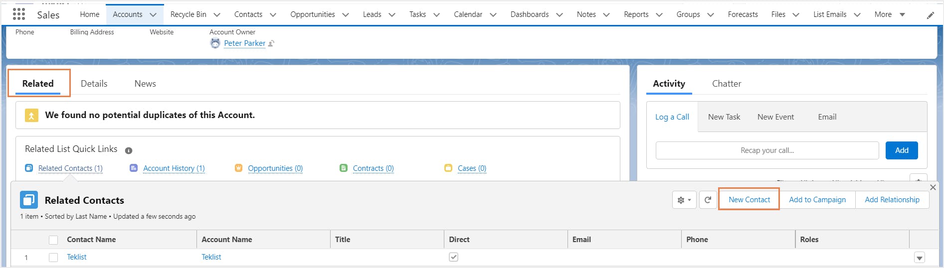 Salesforce Contact Database