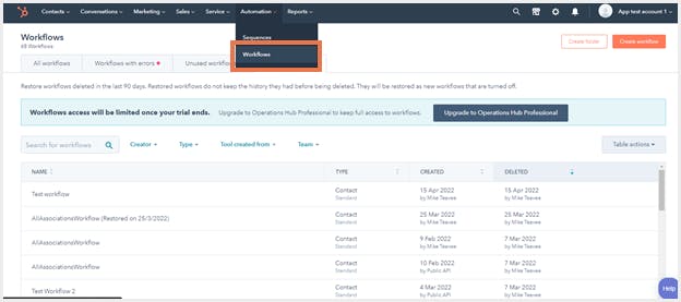 Restore Deleted HubSpot Workflows | SysCloud