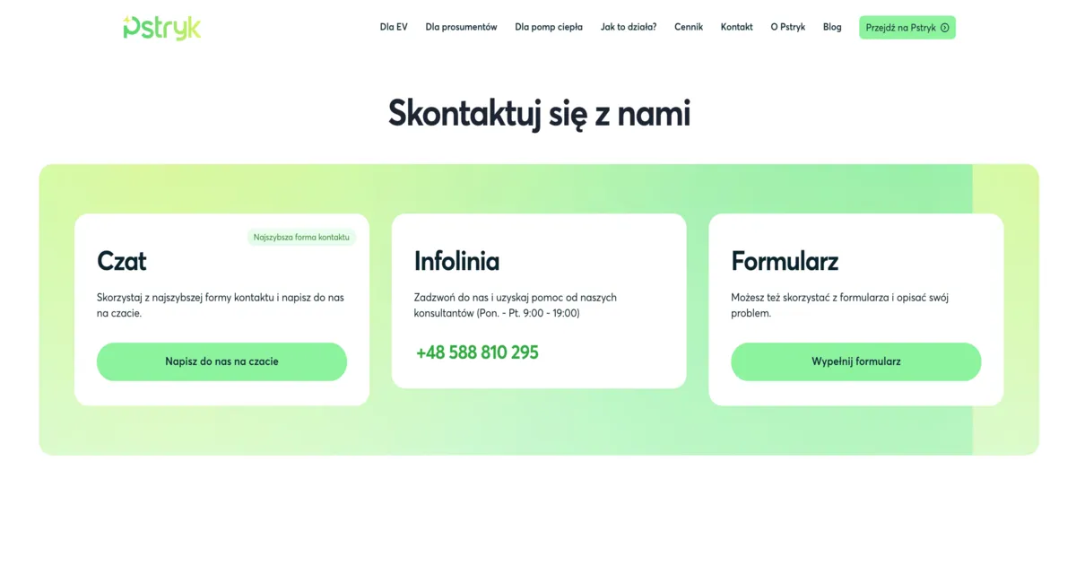 Kontakt z Pstryk – czat, infolinia, formularz online | Pstryk