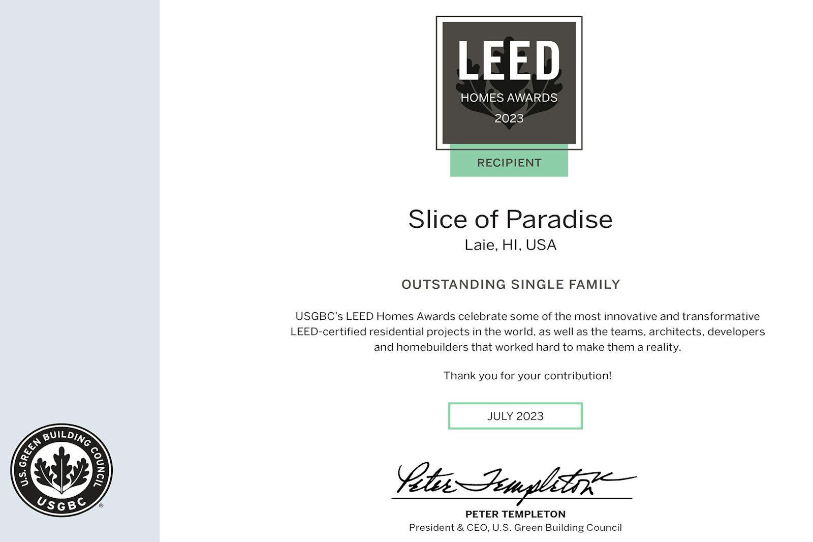 LEED Homes Awards 2023: Slice of Paradise – Peter Vincent Architects