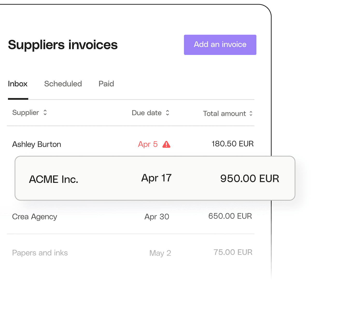 Centralization and dematerialization of supplier invoices