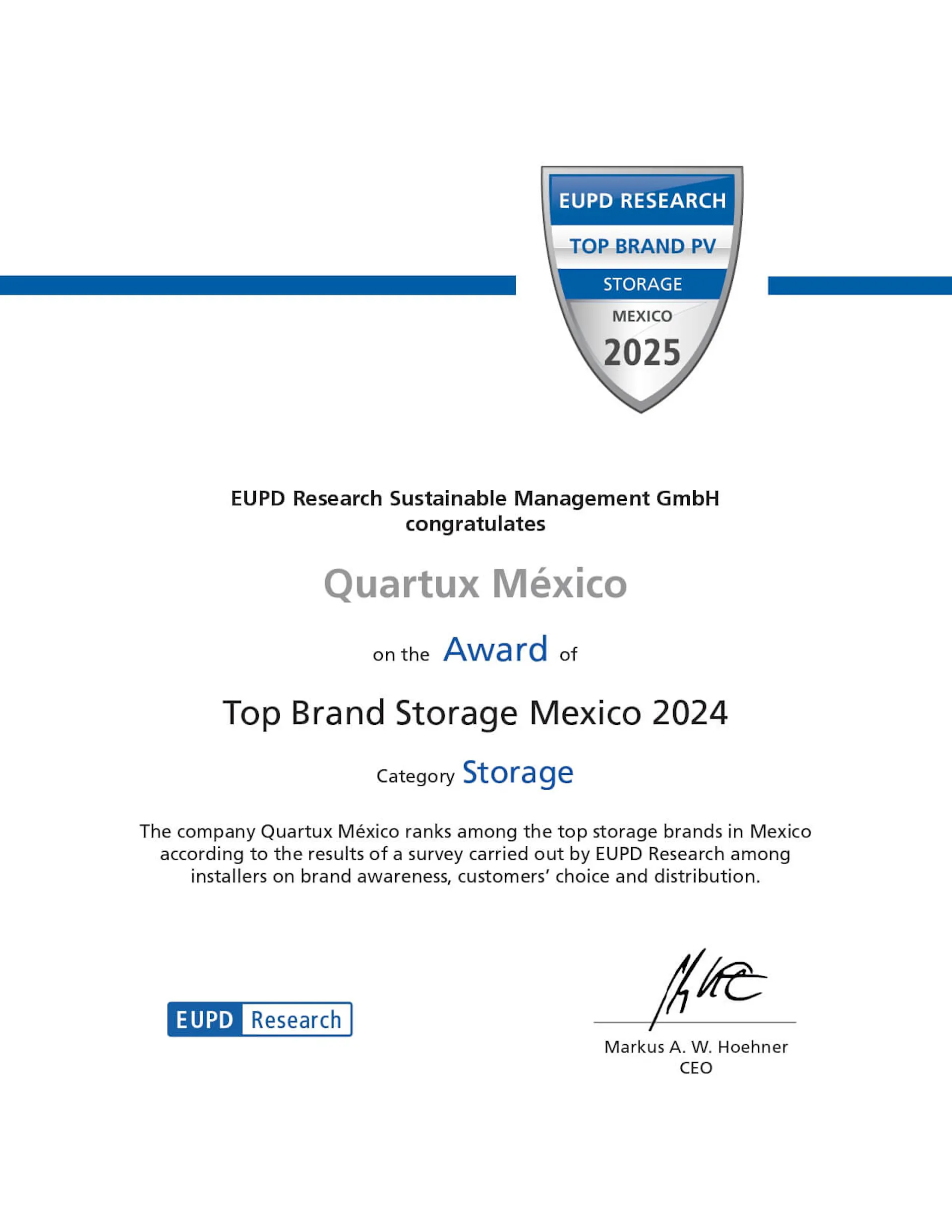 Quartux – EUPD Research: Quartux la marca más importante en almacenamiento