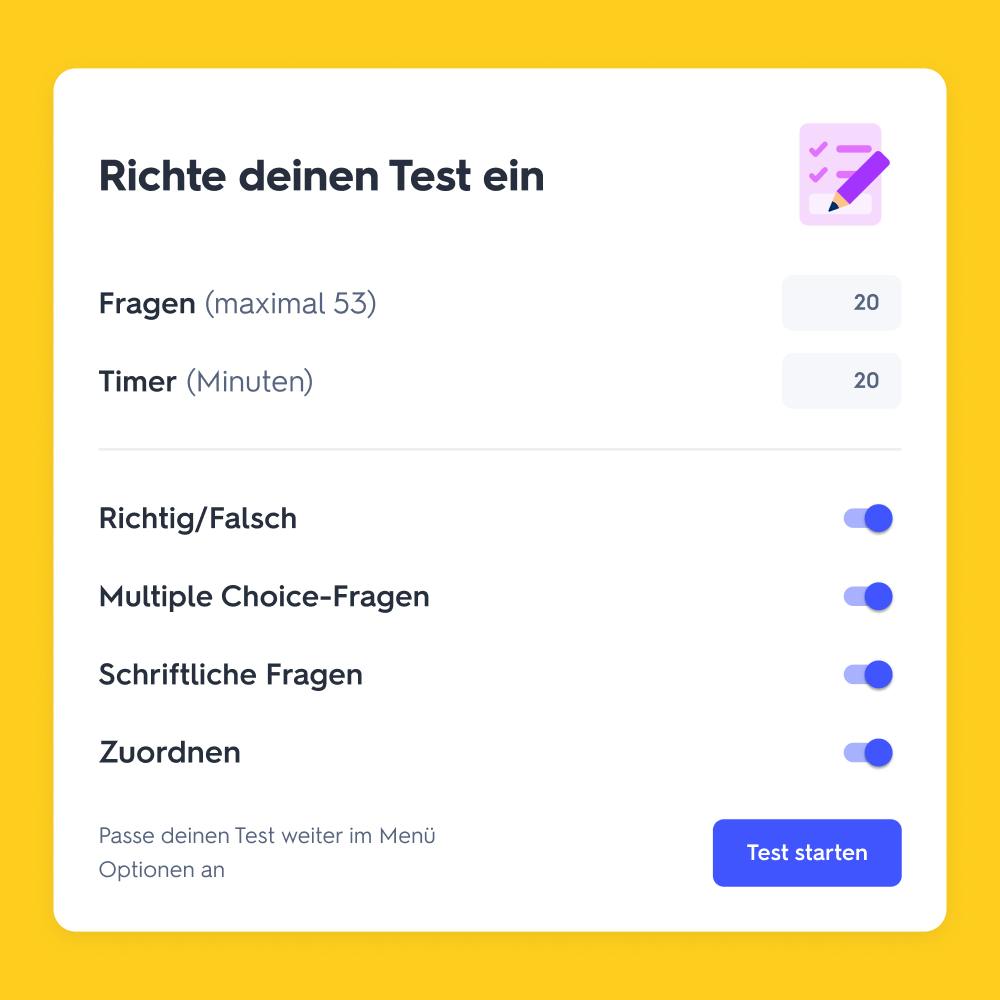Testmodus | Quizlet | Quizlet