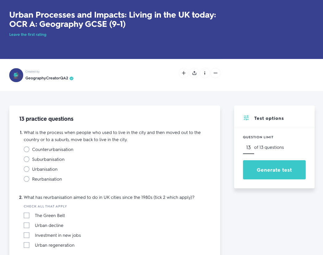 OCR GCSE Geography Practice Questions | Quizlet
