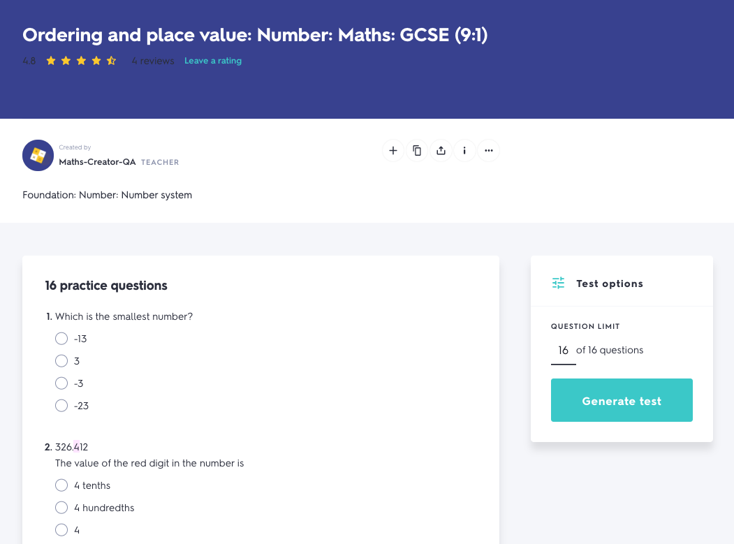 OCR GCSE Maths Practice Questions | Quizlet