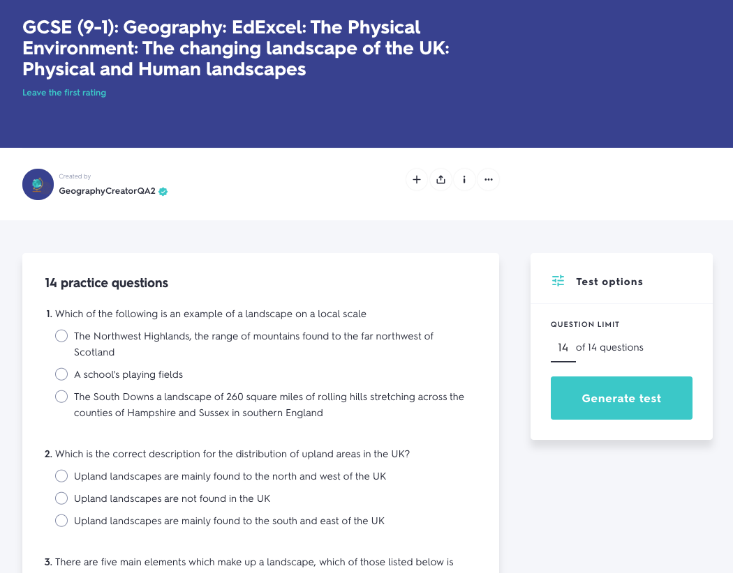 Edexcel GCSE Geography Practice Questions | Quizlet
