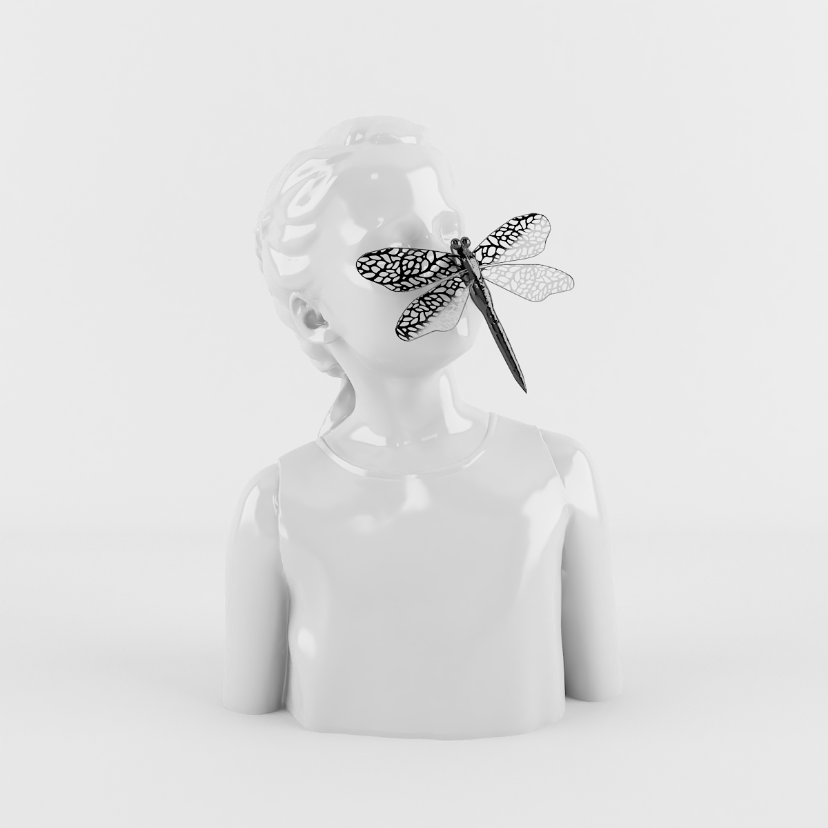 ESCULTURA MENINA COM LIBÉLULA SAMUEL ANGELO | RENDERIZE.