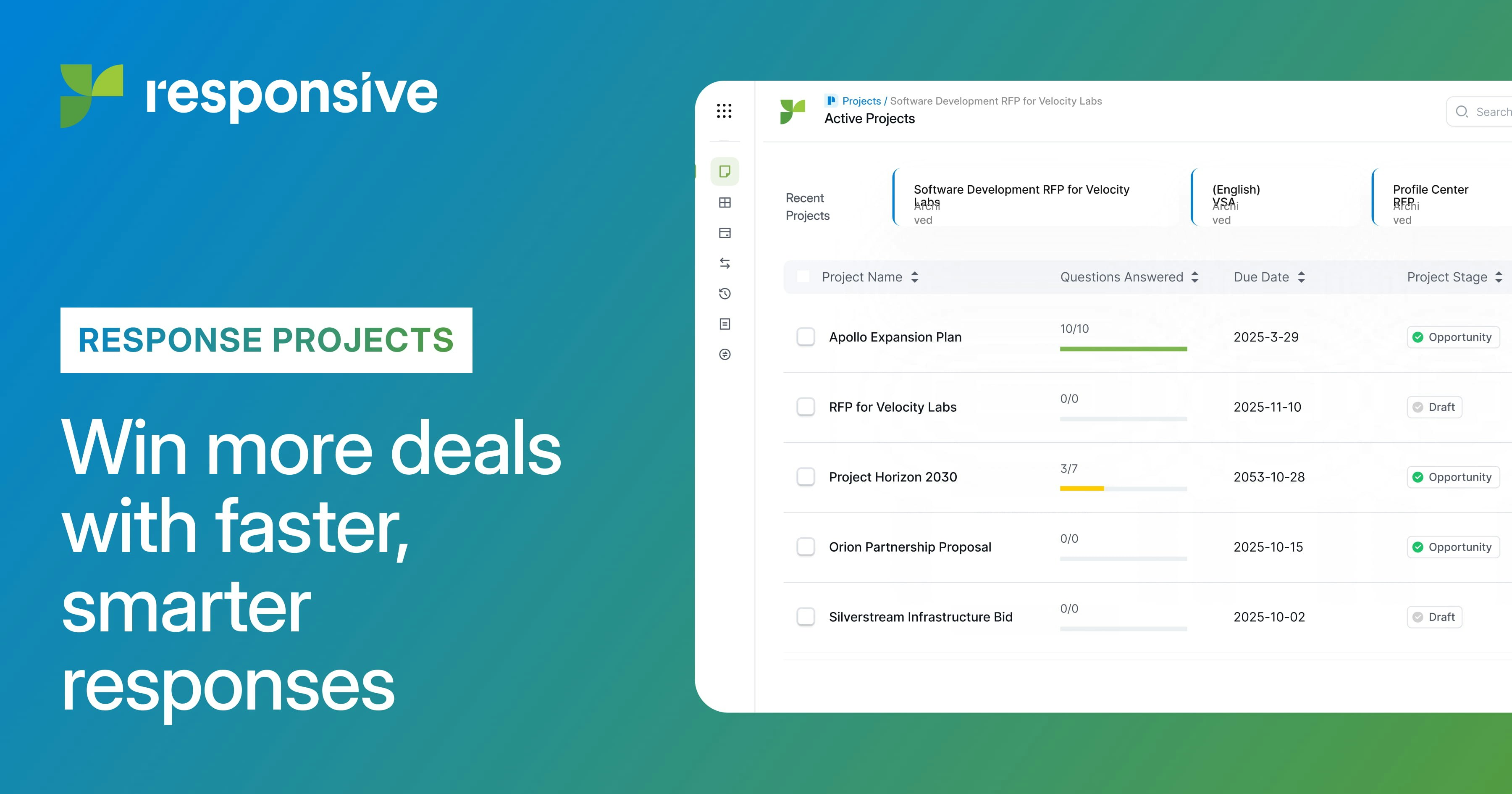 Response Projects | AI-Powered RFP & Questionnaire Management | Responsive