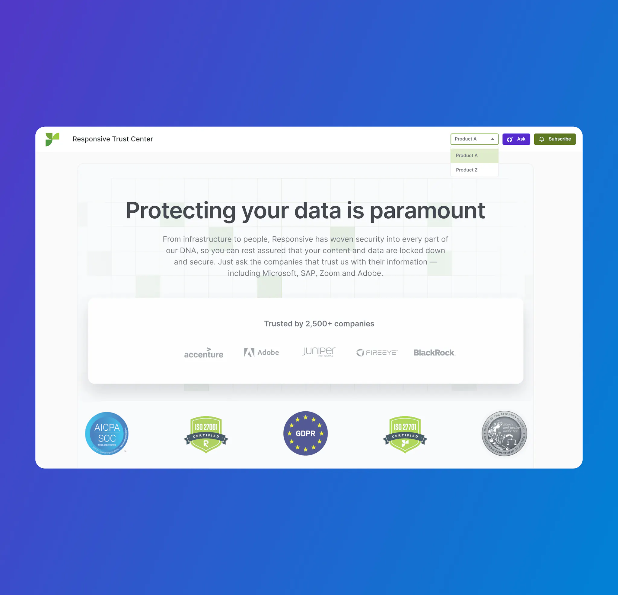 Trust Center | Prove Security and Compliance Faster | Responsive