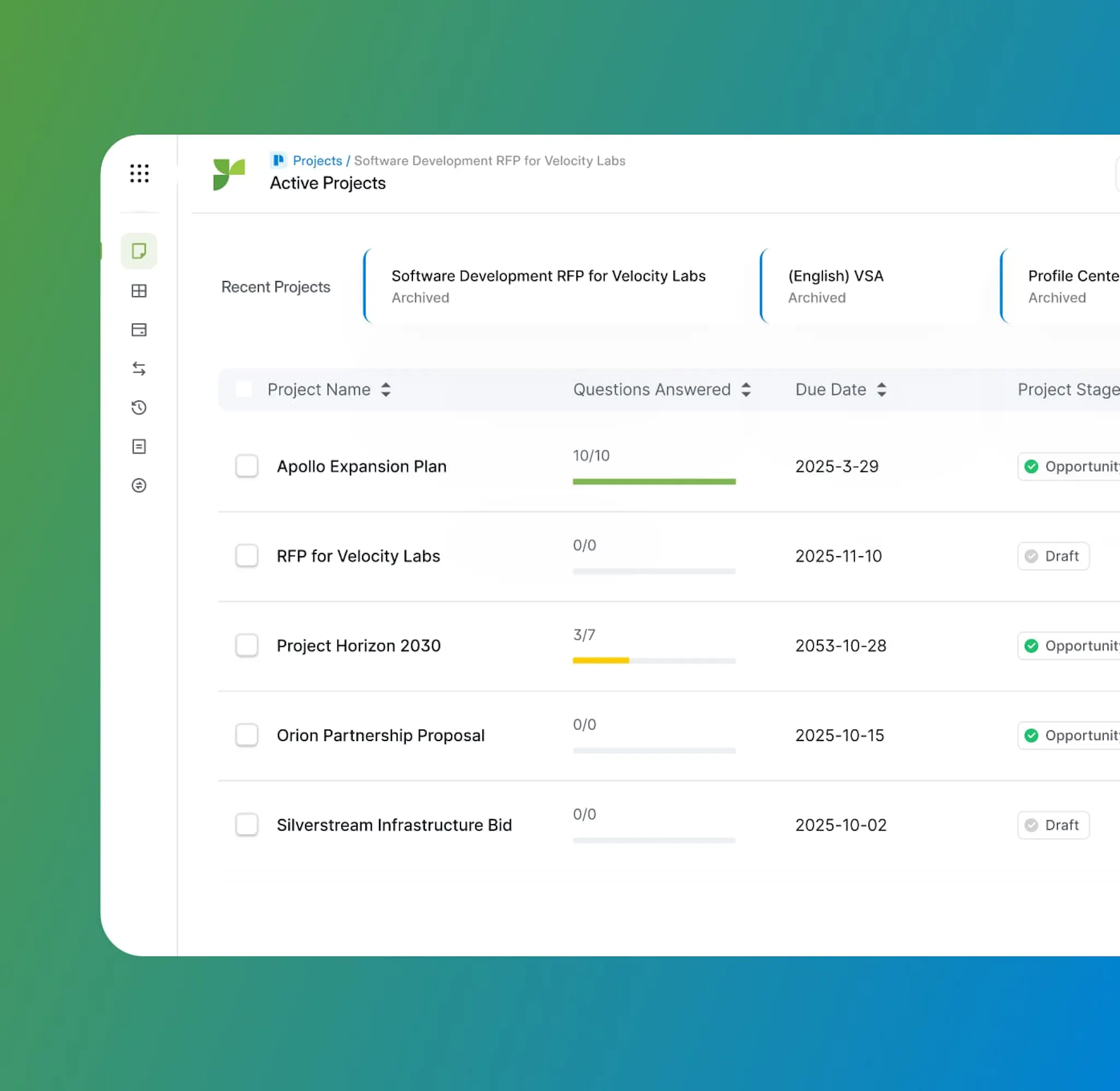 Response Projects | AI-Powered RFP & Questionnaire Management | Responsive