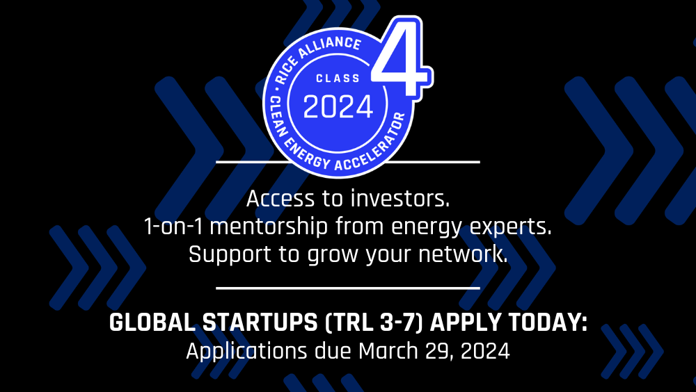 Apply for Class 5 of the Rice Alliance Clean Energy Accelerator
