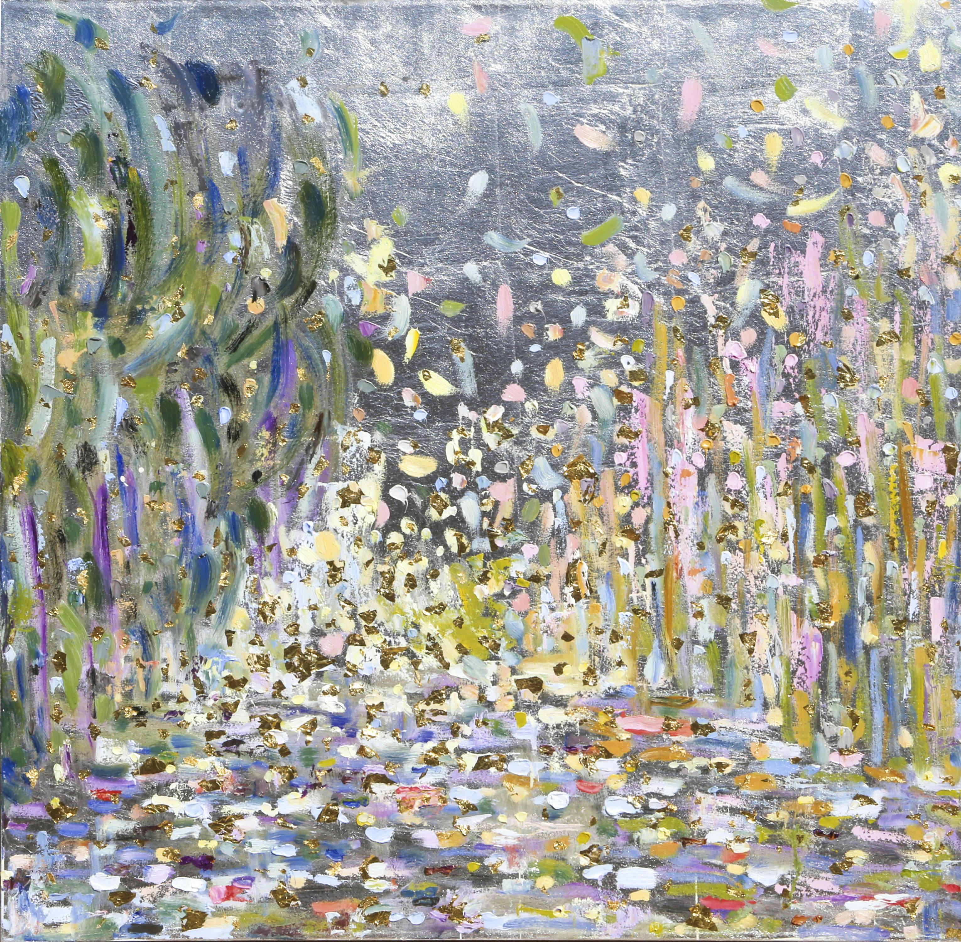 Michelle Sakhai | Metal Leaf Abstract Painting | RoGallery