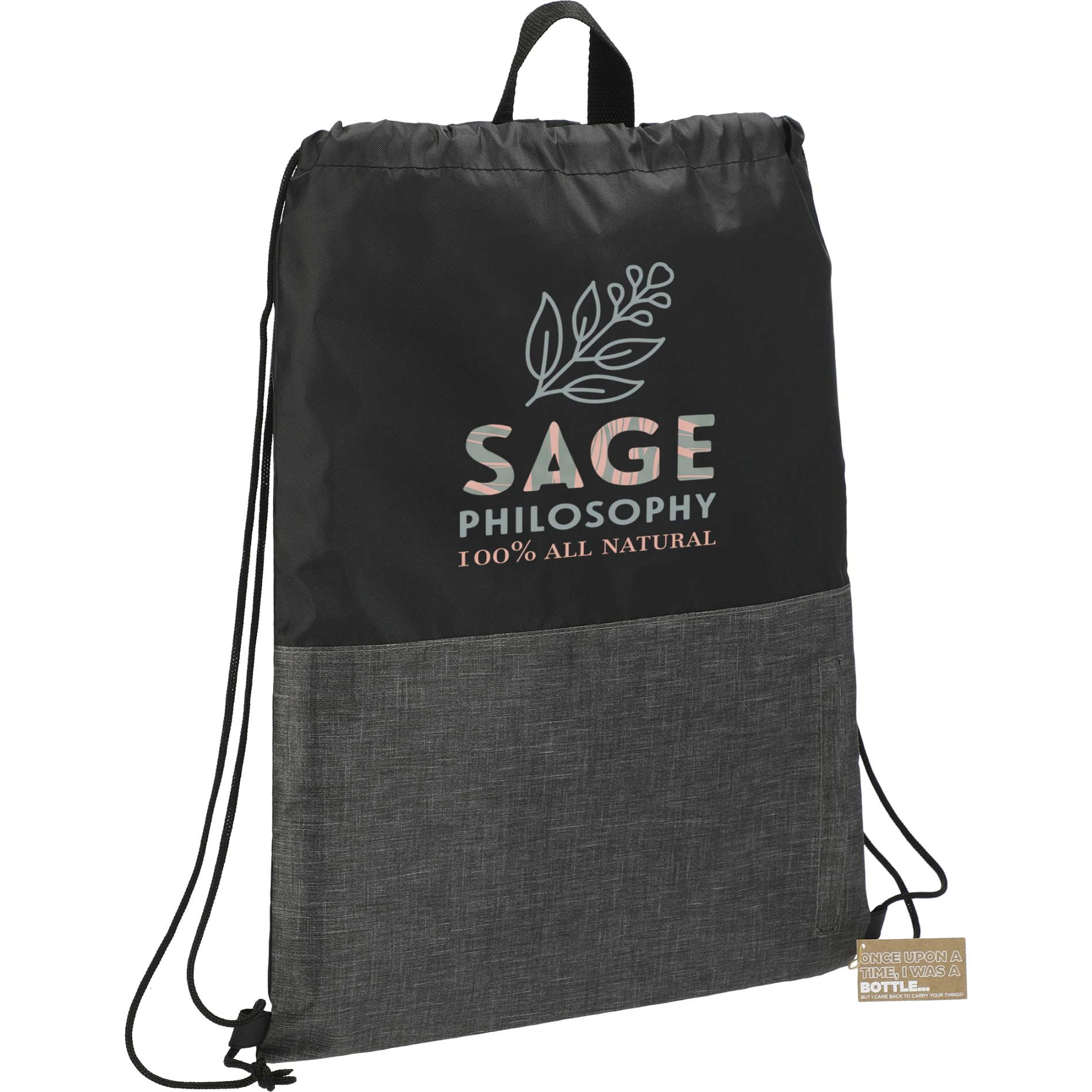 Custom Ash Zippered Recycled Drawstring Bag | Design Online