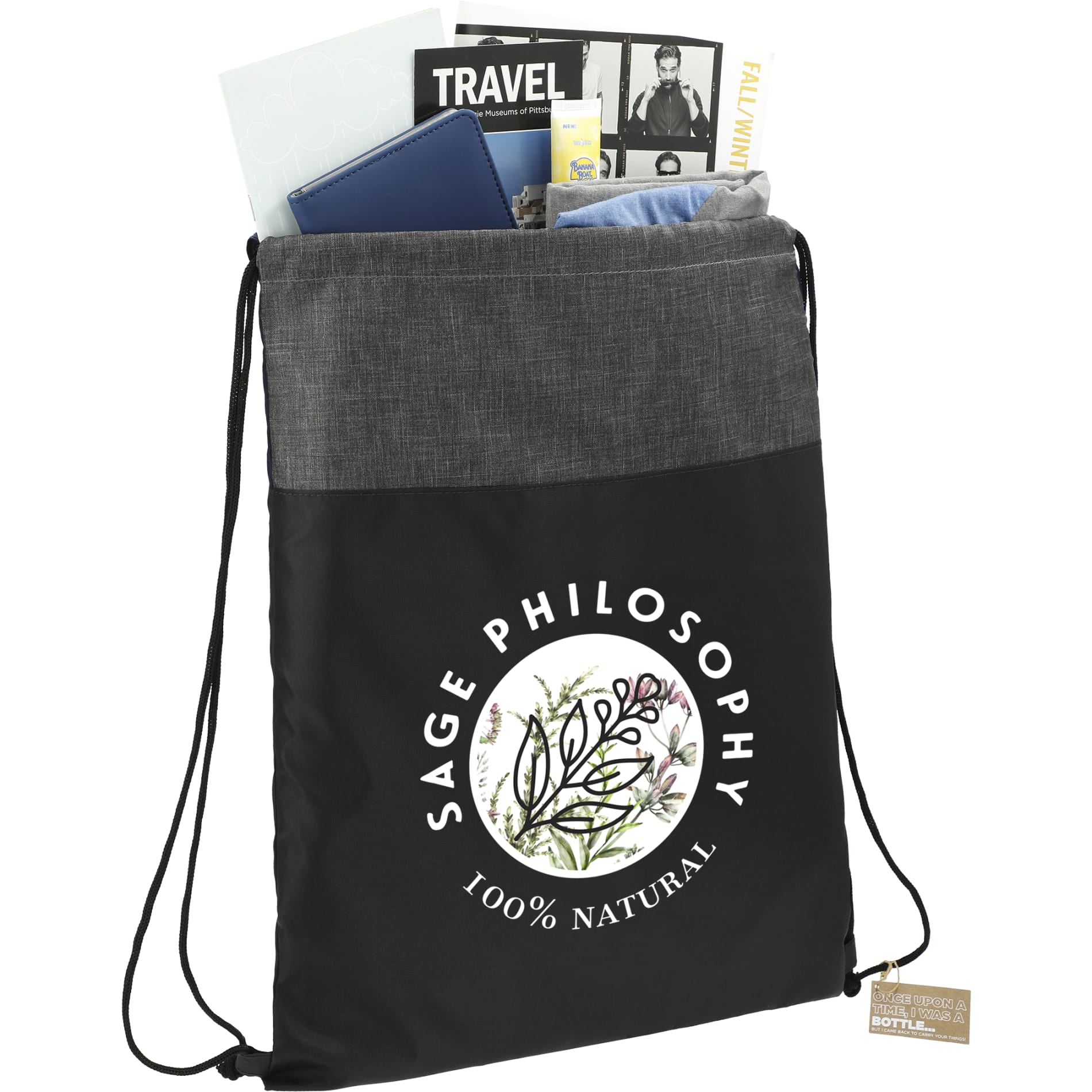 Custom Ash Recycled Drawstring Bag | Design Online