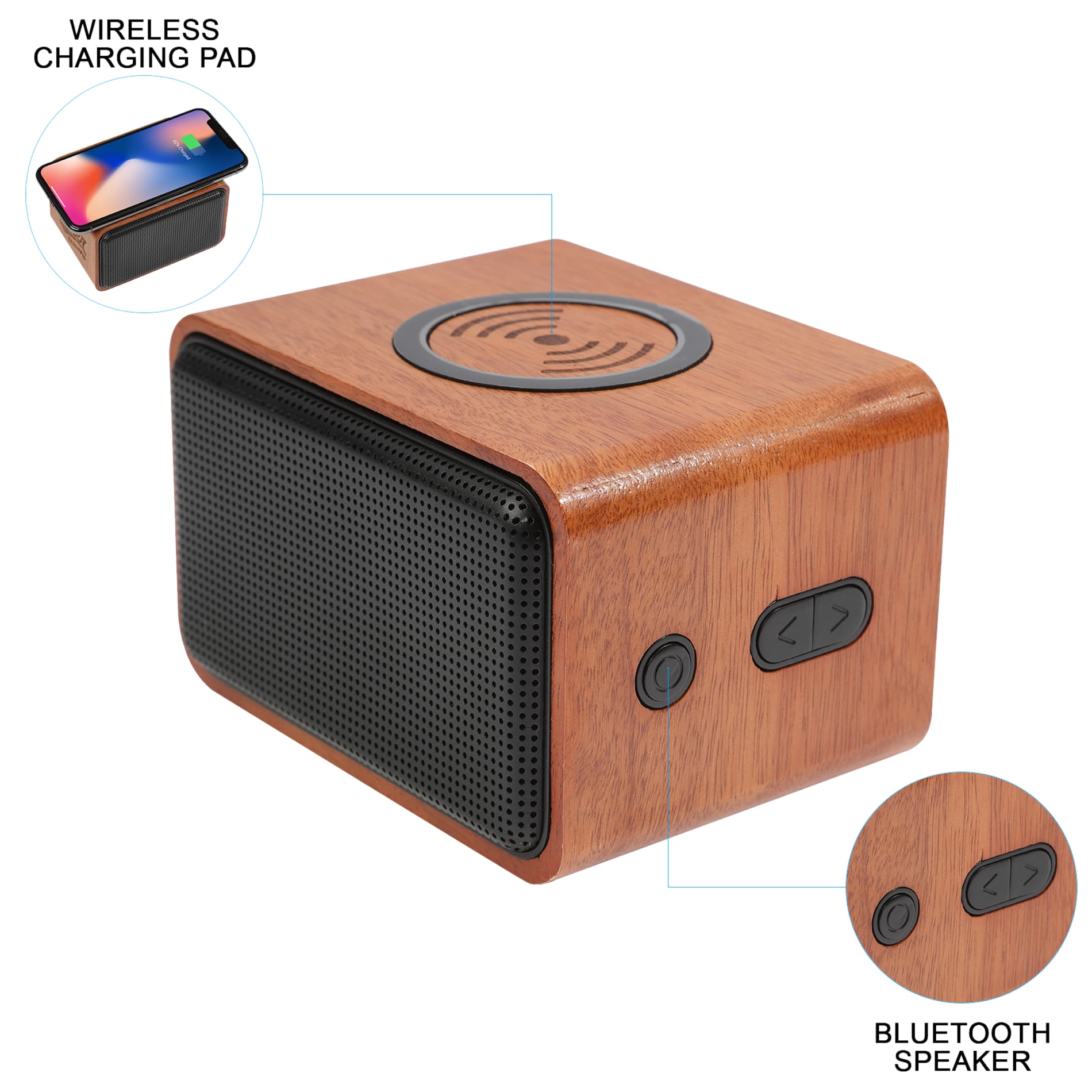 Custom Wood Bluetooth Speaker with Wireless Charging Pad | Design Online
