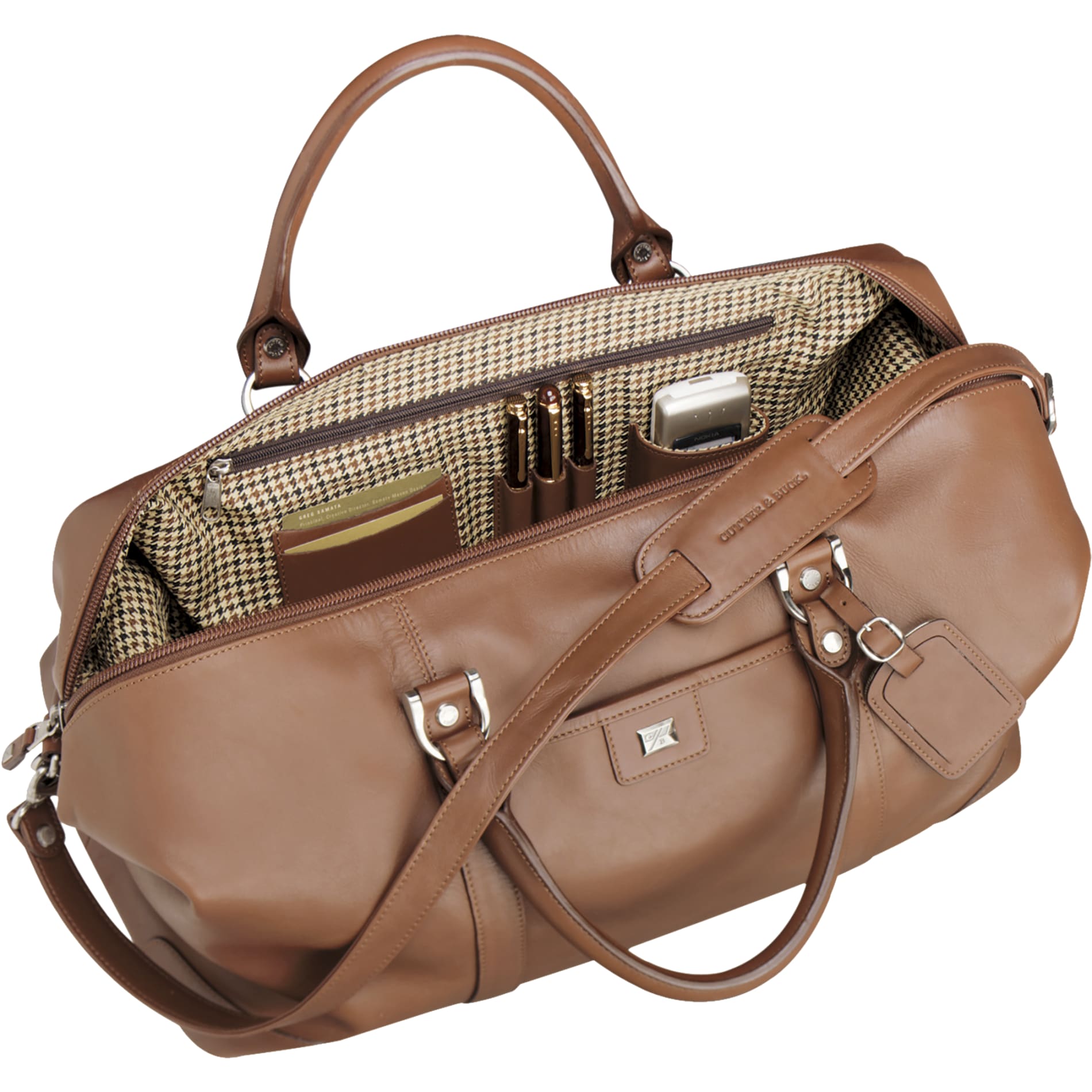 Custom Cutter & Buck® 19" Leather Weekender Duffel Bag | Design Online