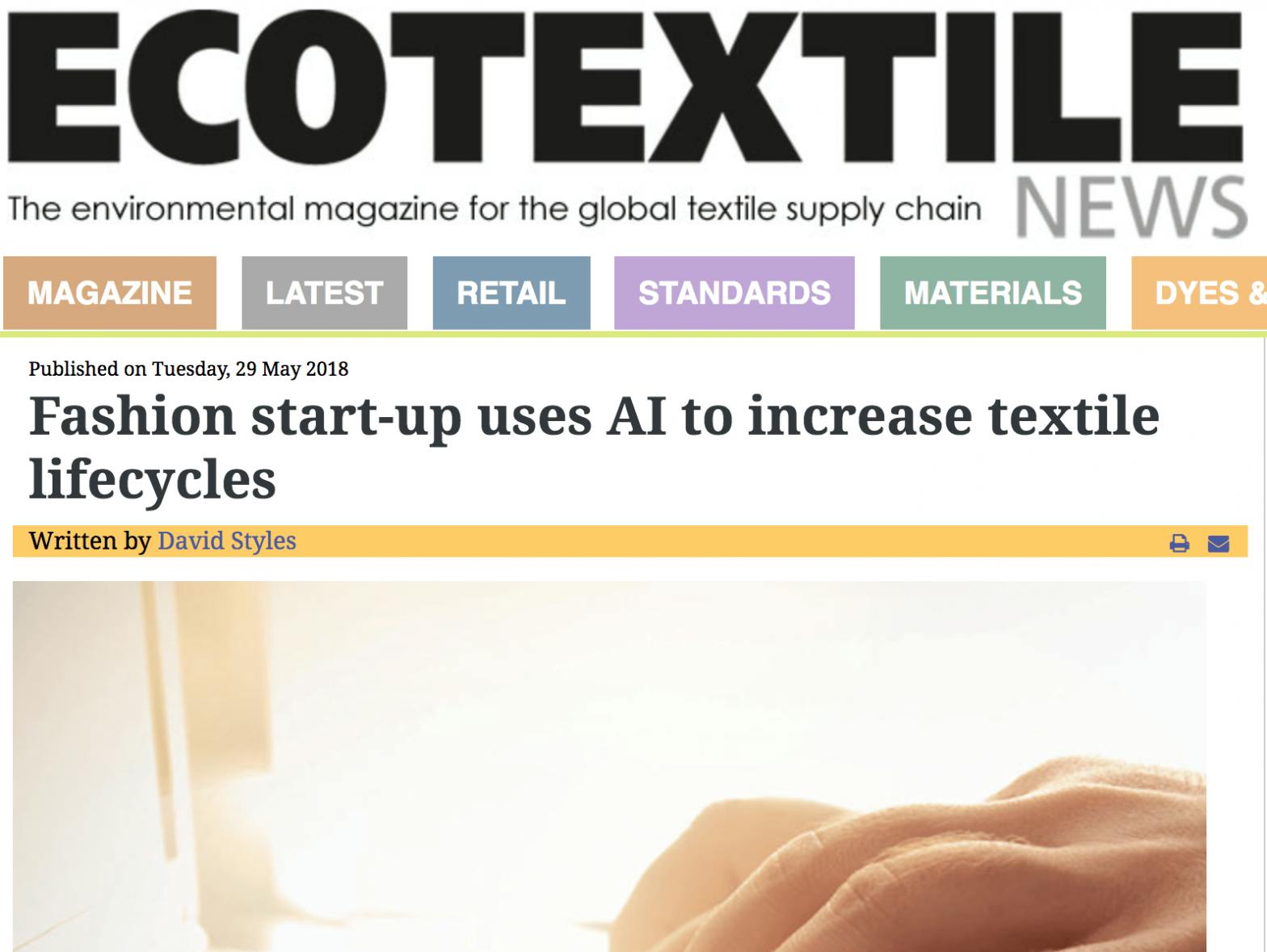 Ecotextile News Interview with a UK-based Technology Start-up | Save ...