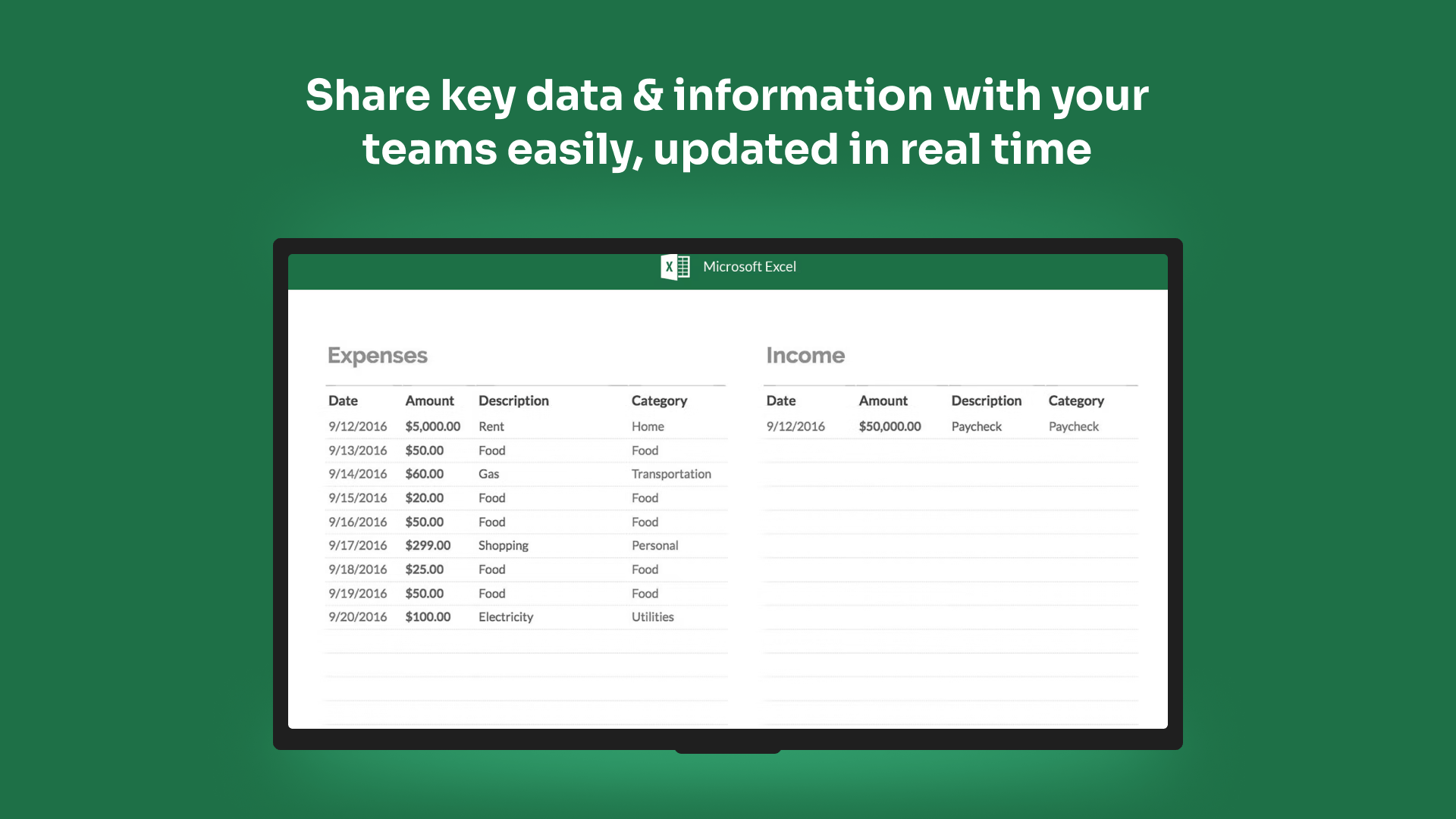 Microsoft Excel - Digital Signage App - ScreenCloud
