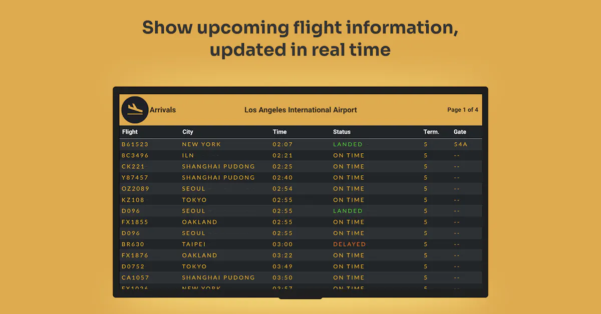 Flight Schedules Digital Signage App ScreenCloud Flight Schedules Digital Signage App ScreenCloud