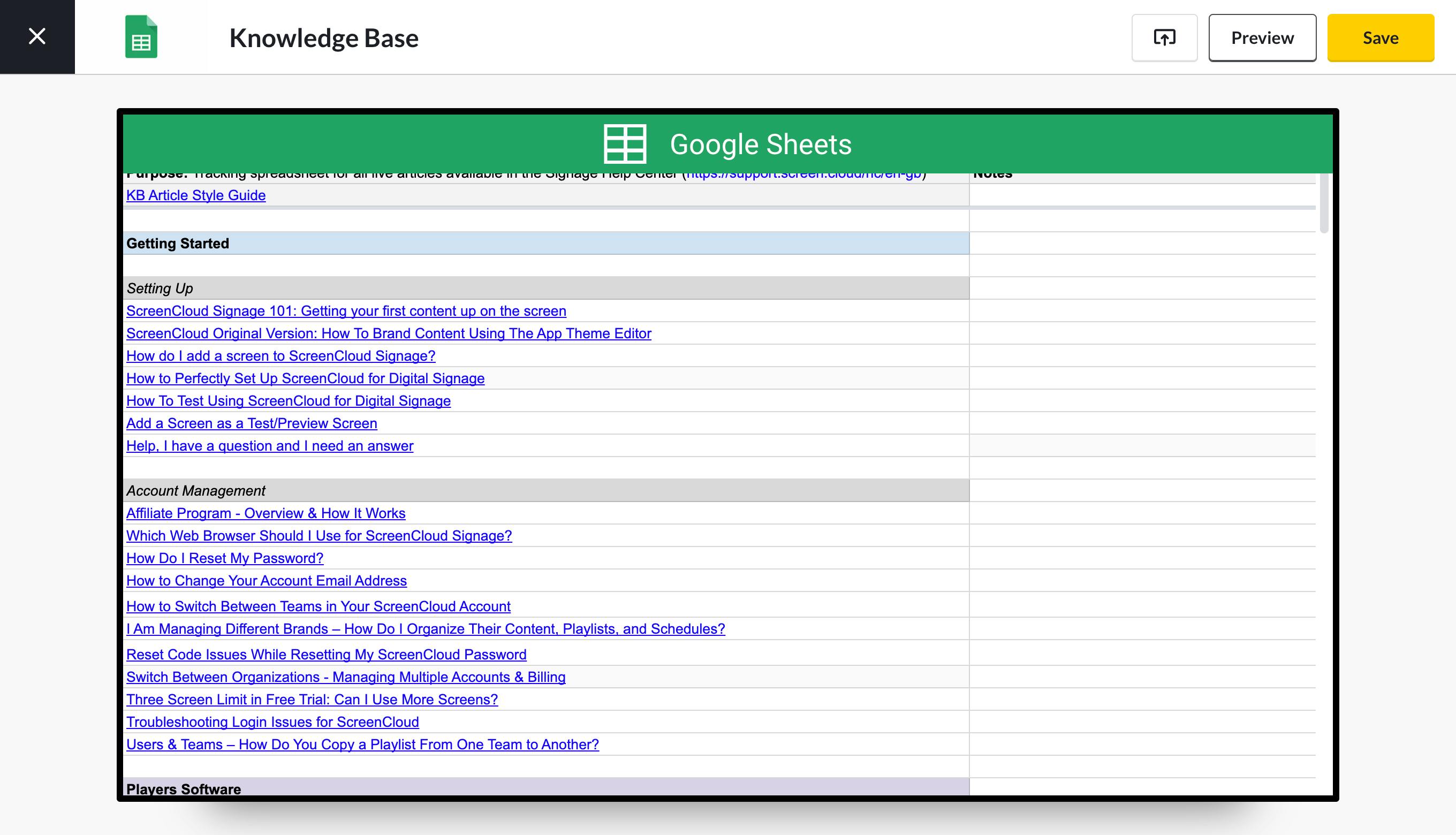 ScreenCloud Google Sheets App Guide ScreenCloud ScreenCloud Google Sheets App Guide ScreenCloud