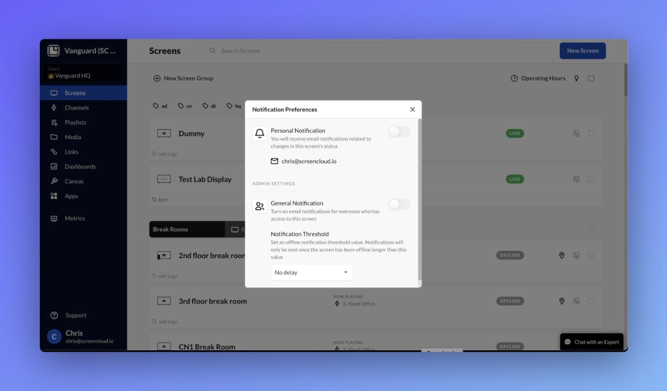 Receive Screen Status Notifications to Improve Screen Uptime - ScreenCloud