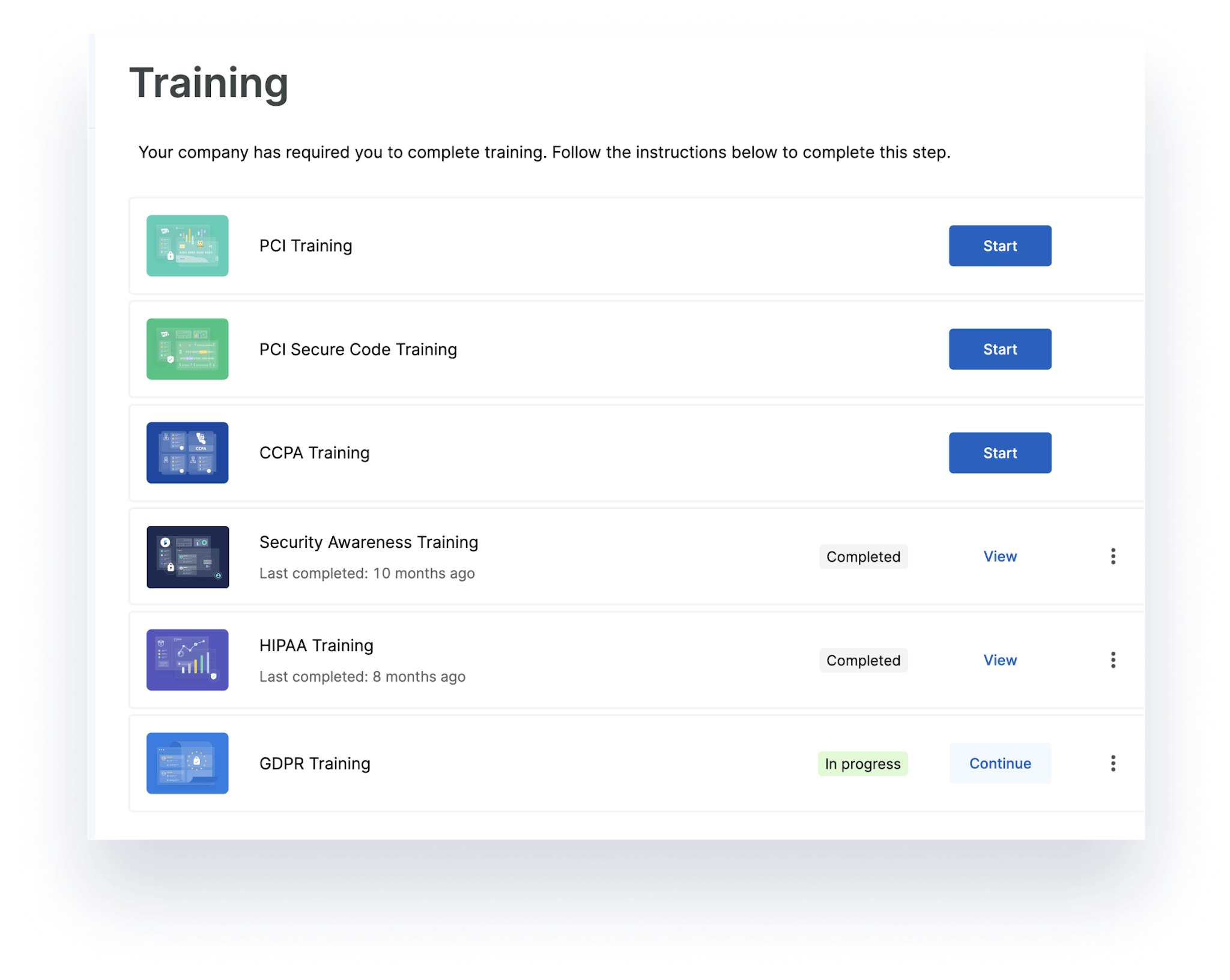 Easily train employees with Secureframe Training