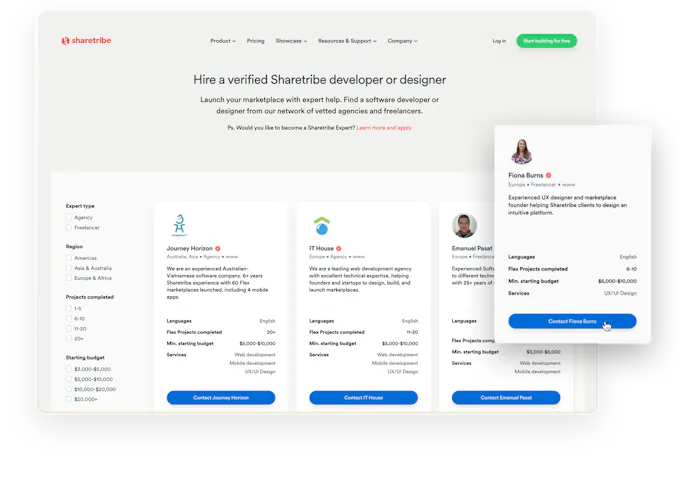 Custom marketplace development with Sharetribe