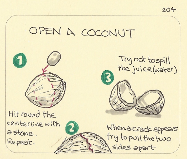 Open a coconut - Sketchplanations