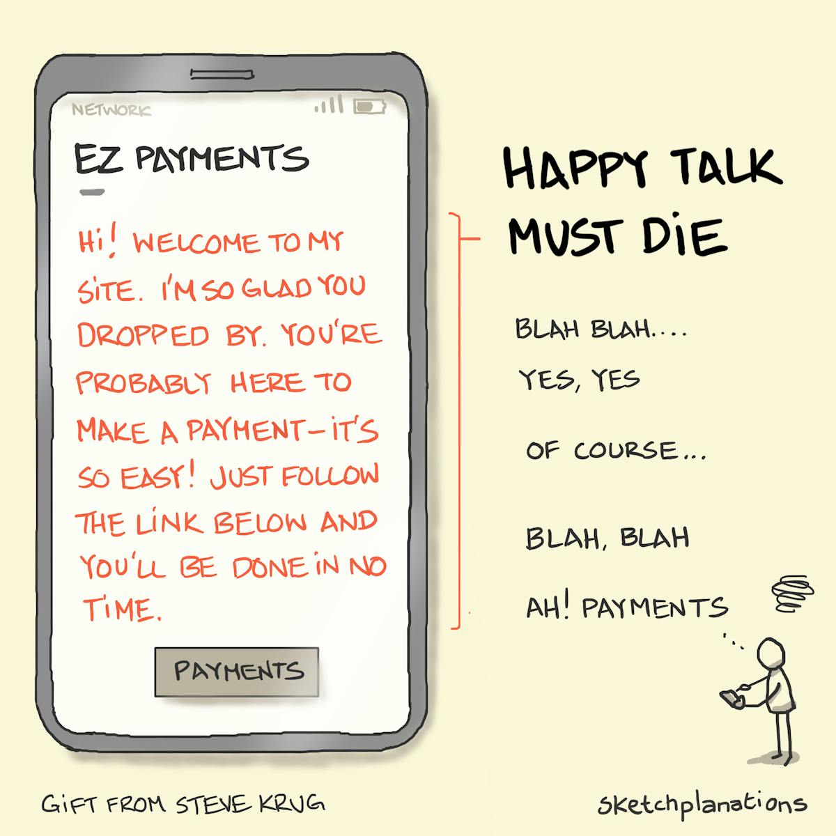 Happy talk must die - Sketchplanations