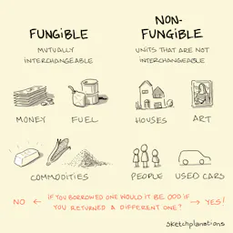 Fungible - non-fungible - Sketchplanations