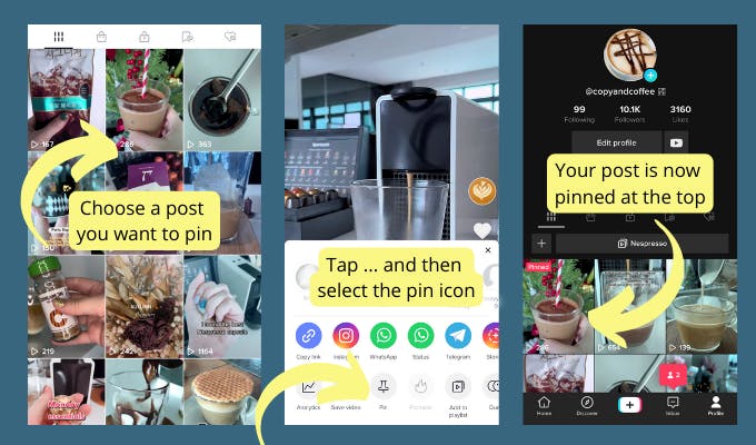 What does pinned mean on TikTok