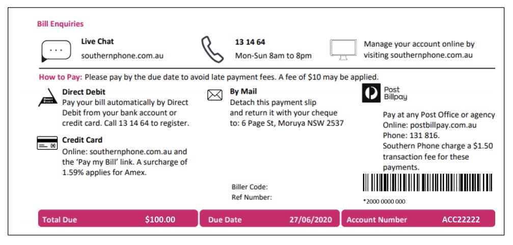 Changes to payment details on your Southern Phone bill | Southern Phone