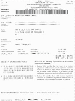 Business Registration Certificate Statrys