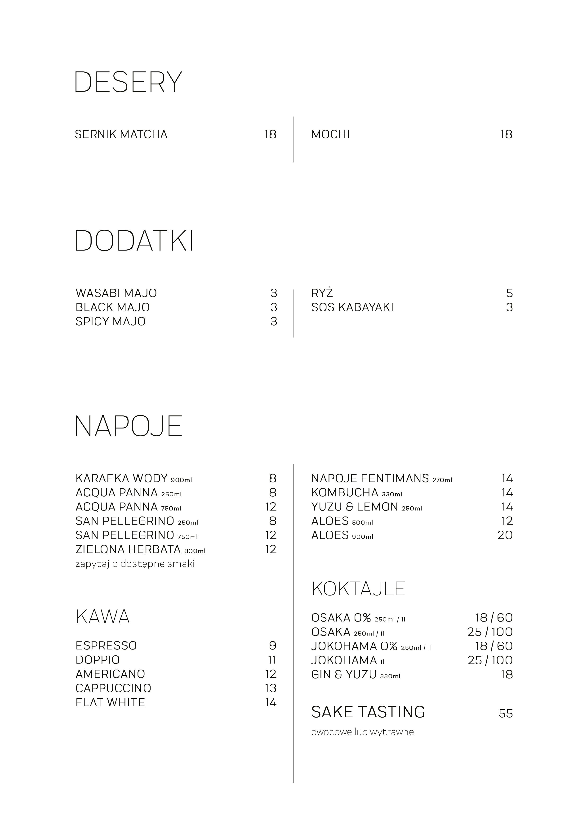 Menu | Sumi Sushi
