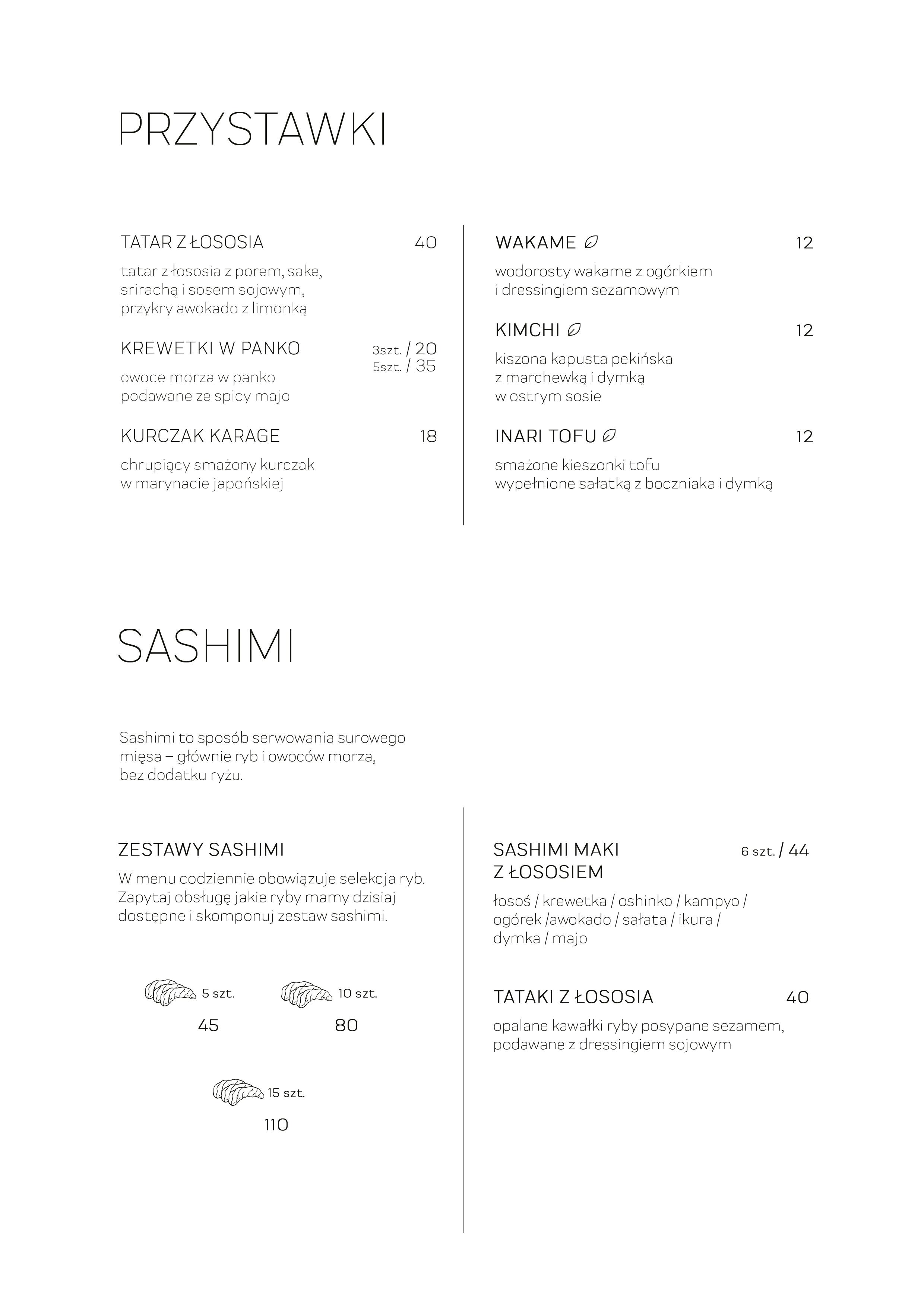 Menu | Sumi Sushi
